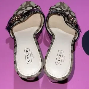 Coach | Shoes | Coach Geri Signature Brown Canvas Patent Leather Wedge ...